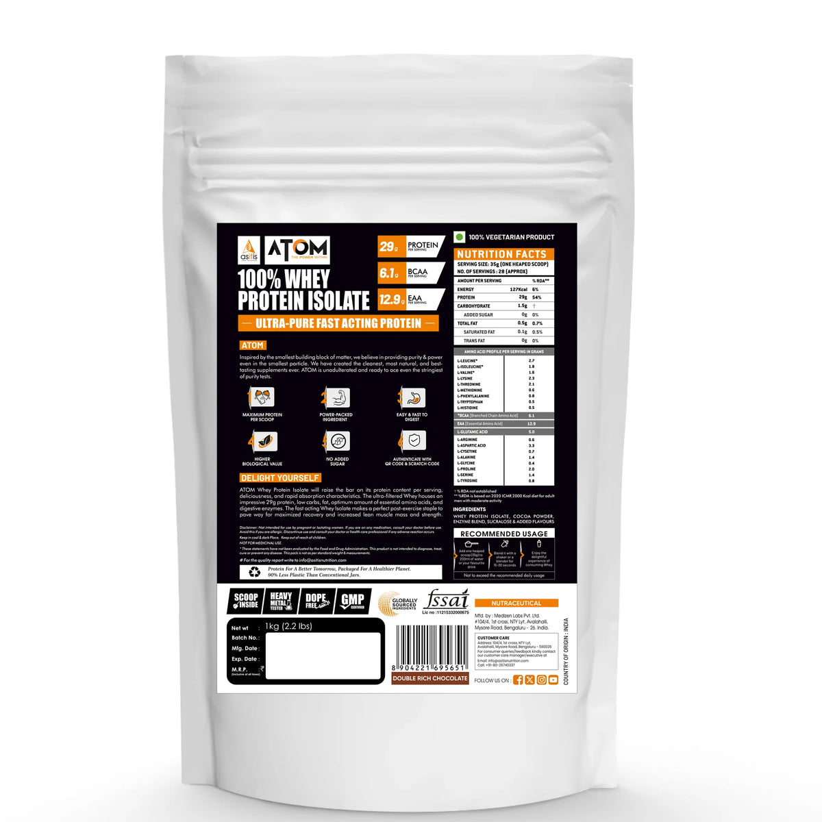 ATOM Whey Protein Isolate Ultra-Pure - 30g Protein – Nutri Store