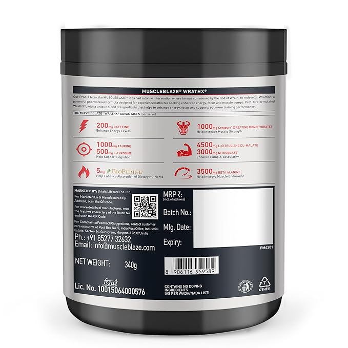 MuscleBlaze Pre Workout WrathX With Creapure – Nutri Store